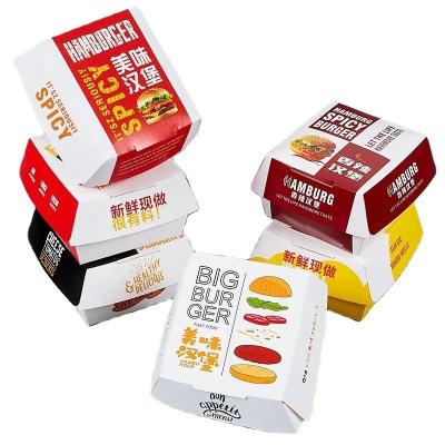 China Food Grade Kraft Burger Box 4.5x4.5x3 Inches White Recyclable Microwave Safe Custom Logo for sale