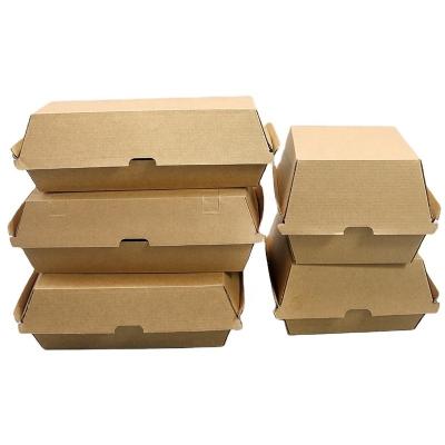 China Custom Kraft Paper Burger Box Disposable Food Grade Cardboard Packaging 100 Pcs for sale