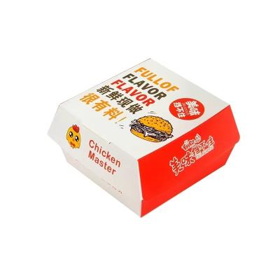 China Custom Printed Food Grade Paper Burger Box for Restaurant Delivery Hot Dogs Catering 8x8 Inch for sale