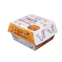 China Custom Kraft Paper Burger Box 12x12x8cm Biodegradable Eco-Friendly Fast Food Packaging with Logo for sale