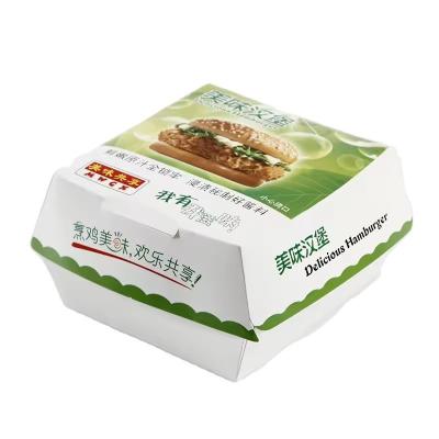 China Biodegradable Paperboard Burger Box Food Grade Greaseproof Coating Custom Logo OEM for sale