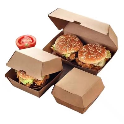 China Custom Printed Kraft Clamshell Burger Boxes 350 GSM Food Grade Biodegradable Takeaway Packaging for sale