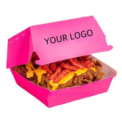 China Eco-Friendly Kraft Paper Hamburger Box 6.5x6.5x2.5 Inch Custom Logo Sponge Liner Disposable Fast Food Packaging for sale