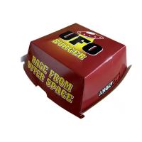 China Custom Biodegradable Hamburger Box 12x12x6 cm Kraft Paper Food Packaging with Free Logo Printing for sale