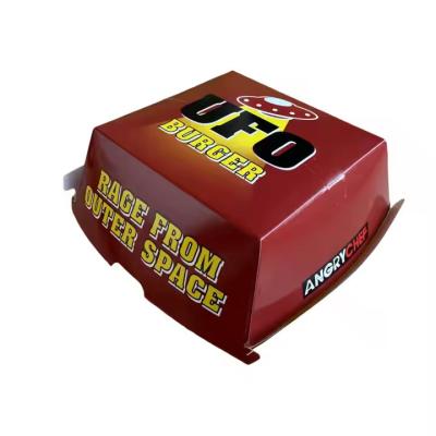 China Custom Biodegradable Hamburger Box 12x12x6 cm Kraft Paper Food Packaging with Free Logo Printing for sale