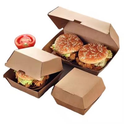 China Custom FSC Kraft Burger Box 7.5x7.5x3in with HD CMYK Pantone Printing and Leak-Proof PE Coating for sale