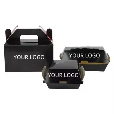 China Custom Logo Disposable Packaging Boxes for Hamburger Fries Chicken ISO9001 Certified 12x12x6 cm for sale