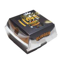 China Eco Friendly PVC Kraft Cardboard Burger Boxes Custom Logo 13x13x6cm for Fast Food Events for sale