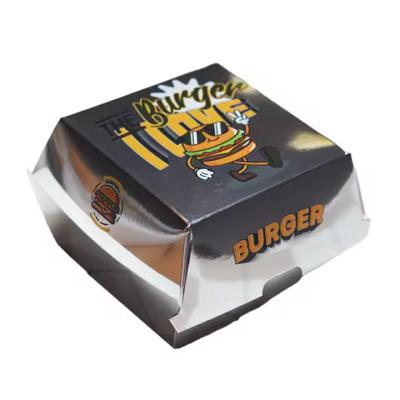 China Eco Friendly PVC Kraft Cardboard Burger Boxes Custom Logo 13x13x6cm for Fast Food Events for sale