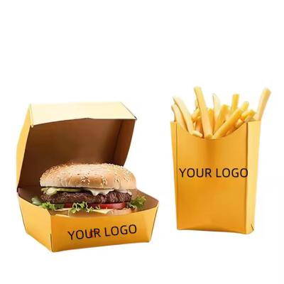 China Custom Eco Friendly Kraft Paper Hamburger Box 2 Compartment 800g Capacity Takeaway Packaging for sale