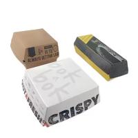 China Custom FSC Kraft Paper Disposable Burger Box 120x120x60mm for Fast Food Packaging for sale