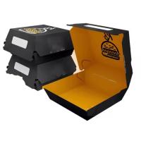 China Biodegradable Kraft Paper Hamburger Boxes 4x4 to 8x8 Custom CMYK Printing Eco Friendly Food Packaging for sale