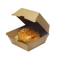 China Custom Food Grade Kraft Burger Box 120x120x60mm Eco Friendly Fast Food Packaging for sale
