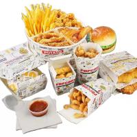 China Custom Printed Kraft Clamshell Hamburger Box 180x120x80mm Eco Friendly Fries Packaging with Logo for sale