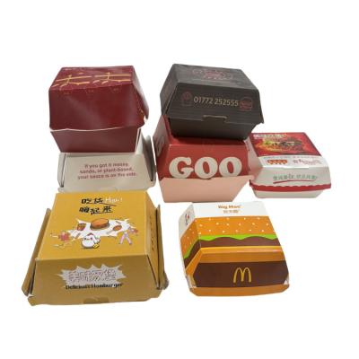 China Custom Oil Proof Burger Holder 120x120x60mm Glossy Lamination Folders Box for Disposable Food Packaging for sale