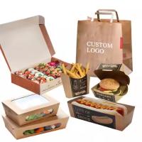 China Custom Eco-Friendly Kraft Burger Box 800ml 1.2L Fast Food Takeaway Packaging for sale