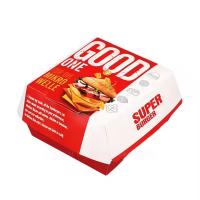 China Custom Kraft Paper Burger Box 120x120x60mm Eco Friendly Fast Food Packaging Low MOQ 5000 for sale