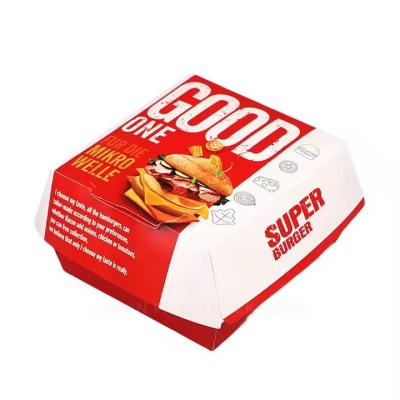 China Custom Kraft Paper Burger Box 120x120x60mm Eco Friendly Fast Food Packaging Low MOQ 5000 for sale