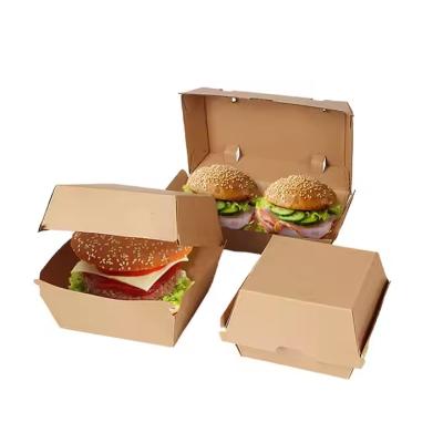 China Custom Biodegradable Kraft Burger Box 120x120x60mm with CMYK Offset Printing for sale