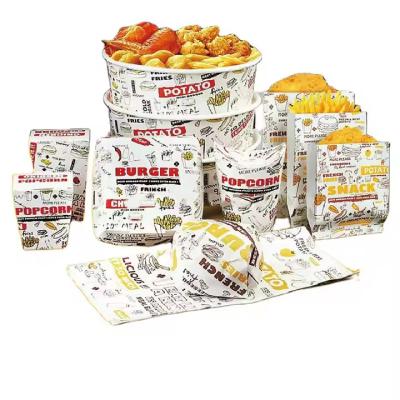 China Custom Printed Food Box 350GSM Kraft Cardboard Packaging for Fries Burgers for sale