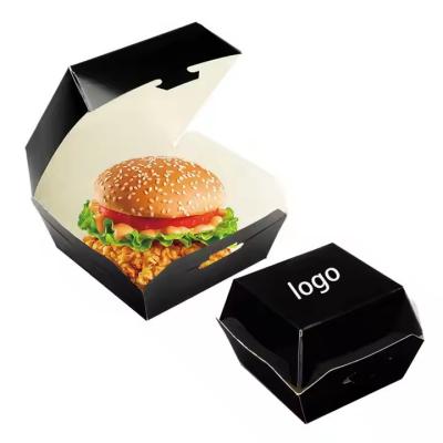 China Acceptable Customer's Logo Printed Kraft Paper Hamburger Box for Customized Disposable Fast Food Container for sale