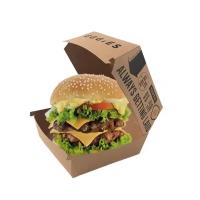 China Customized Disposable Burger Box  Food Grade Kraft Paper Clam Shell Takeaway Packaging for sale