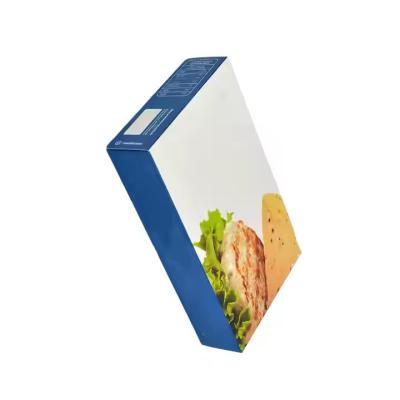 China Custom Printed Foldable Food Grade Art Paper Frozen Burger Storage Box 100% Biodegradable for sale