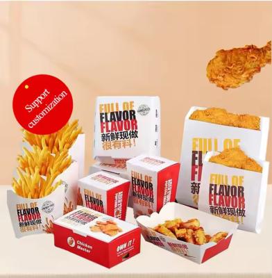 China Custom Printed Hamburger Boxes 350gsm Kraft Cardboard Eco-Friendly Fast Food Packaging for sale