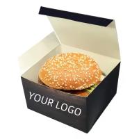 China Custom Printed Kraft Burger Boxes 350gsm Greaseproof Food Grade Packaging for Branding for sale