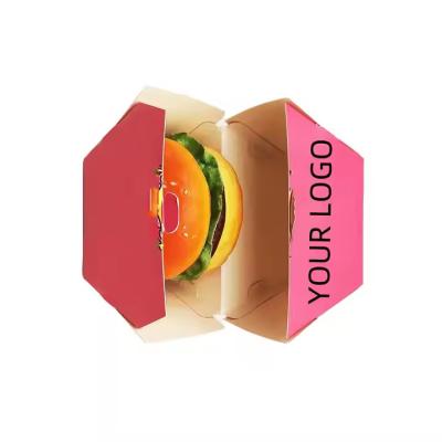 China Customized Recyclable Kraft Burger Boxes Fast Food Containers for Eco-Conscious Branding Solutions for sale