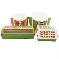 China Biodegradable Kraft Paper Burger Boxes Custom Logo 1000 Units Eco-Friendly Fast Food Packaging for sale