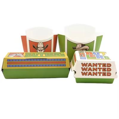 China Biodegradable Kraft Paper Burger Boxes Custom Logo 1000 Units Eco-Friendly Fast Food Packaging for sale