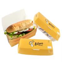 China Custom Logo Recyclable Kraft Food Container for Hot Dogs Burgers Eco Friendly 6.5x3.25x2.5 inch for sale