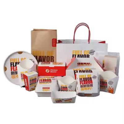 China Custom Printed Biodegradable Kraft Paper Fast Food Boxes 150-300gsm for Fries Chicken Burgers for sale