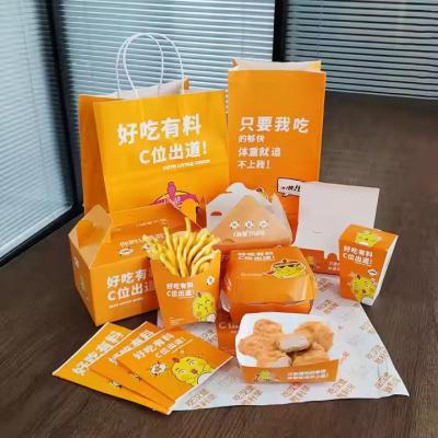 China Custom Eco-Friendly Kraft Paper Burger Boxes 250-400GSM Food Packaging for Fries Chicken Wings for sale