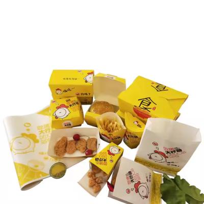 China Custom Biodegradable Burger Box for Fried Chicken French Fries Sandwich Fast Food Packaging for sale