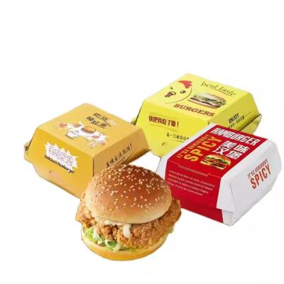 China LOW MOQ Custom Disposable Biodegradable Kraft Paper Burger  Food Packaging Box for sale