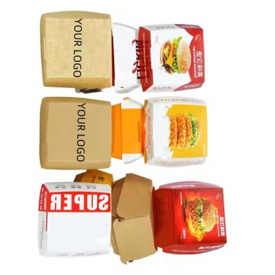 China Eco-friendly Disposable Fast Food Boxes Custom Logo for Burger Packaging for sale