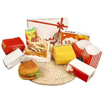 China Custom Logo Biodegradable Kraft Cardboard Boxes for Fries Burger Chicken 5000 pcs for sale