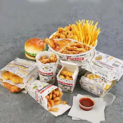 China Custom Recyclable Oil Proof Paper Boxes for Fried Chicken Burger French Fries Takeaway 5000 Pcs MOQ for sale