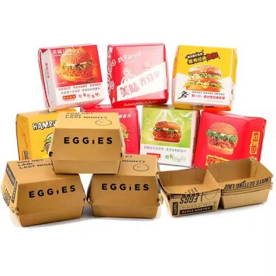 China Custom Logo Disposable Food Grade Burger Boxes for Takeaway Fries and Burgers 5000 Pcs MOQ for sale