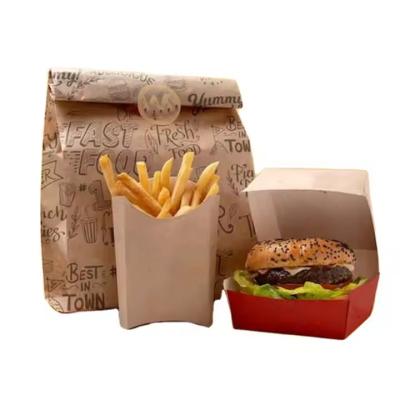 China Custom Oil Proof Kraft Paper Burger Boxes for Fried Chicken and French Fry Packaging 5000 pcs MOQ for sale