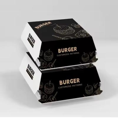 China Customized Eco-Friendly Food Grade White Cardboard Hamburger Box with Oil Resistant Coating 5000 Pcs MOQ for sale