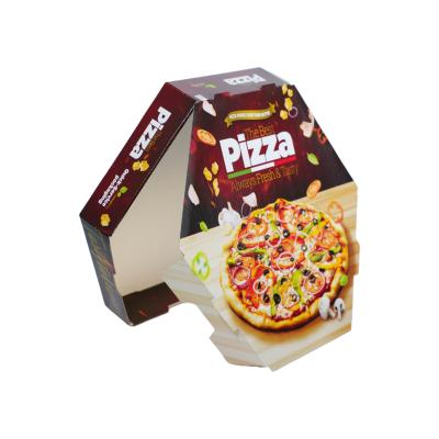 China Custom Recyclable Kraft Pizza Box 300x300x50mm Eco-Friendly Food Packaging with Gold Foil Blue Logo for sale