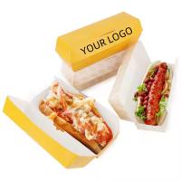 China Wholesale Custom Logo Disposable Food Grade White Cardboard Long Burger Hot Dog Takeaway Box 5000pcs for sale