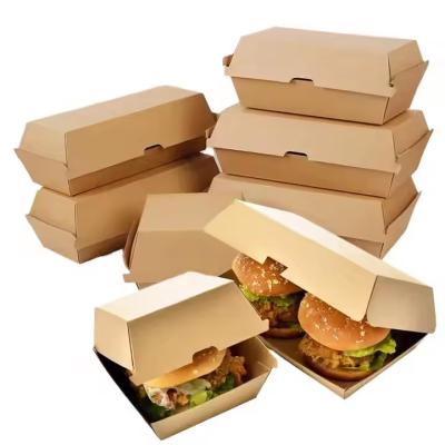 China Custom Logo Eco Friendly Kraft Paper Hamburger Boxes Food Grade 5000 Pcs MOQ for sale