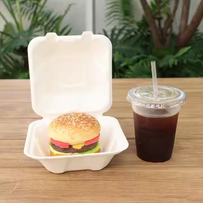 China Oil Resistant and Biodegradable Customized Disposable Bagasse Burger Box for Food Container for sale