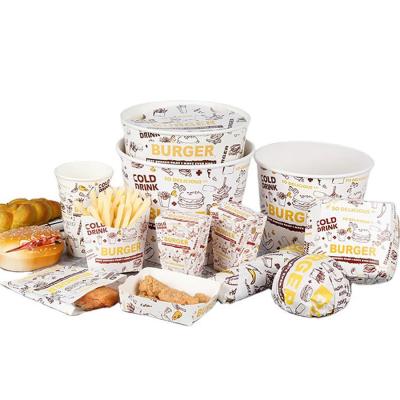 China Custom Recyclable Paperboard Fast Food Packaging Box for Burger and French Fry 5000 pcs FSC Certified for sale