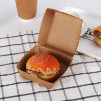 China Custom Kraft Paper Burger Box 105x105x85mm Eco-Friendly Food Takeaway Packaging for sale