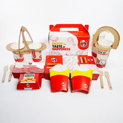 China Wholesale Custom Fast Food Boxes 10000pcs Eco Friendly Greaseproof for Fried Chicken Fries Hamburgers for sale